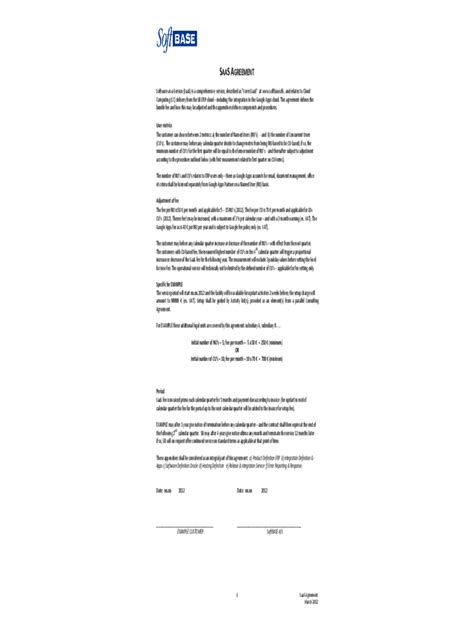 Saas Contract Template 2 Free Templates In Pdf Word Excel Download