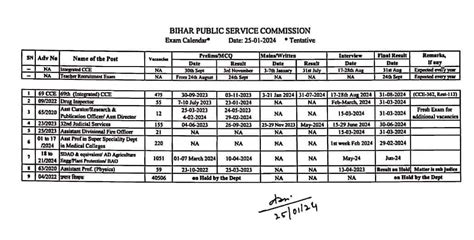 BPSC Exam Calendar 2024