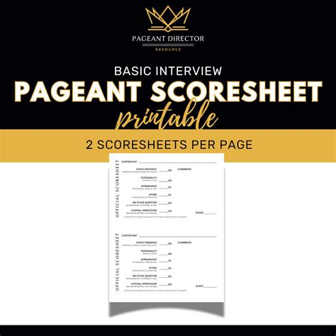 Basic Interview Scoresheet Pageant Director Resource Digital