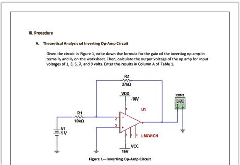 Iii Procedure A Theoretical Analysis Of Inverting Op Amp Circuit Given The Circuit In Figure 1