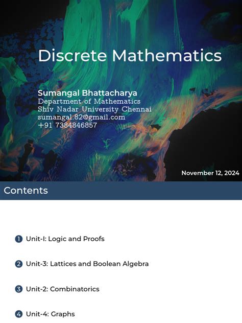 Unit Iv Graph Theory Slides Discrete Mathematics Sumangal Pdf