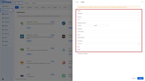 Install Application 1panel Documentation