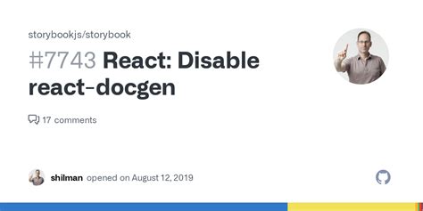 React Disable React Docgen Issue Storybookjs Storybook GitHub