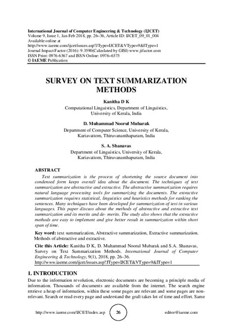 Pdf Survey On Text Summarization Methods