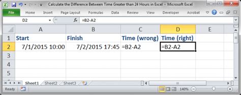 Calculate The Difference Between Time Greater Than 24 Hours In Excel
