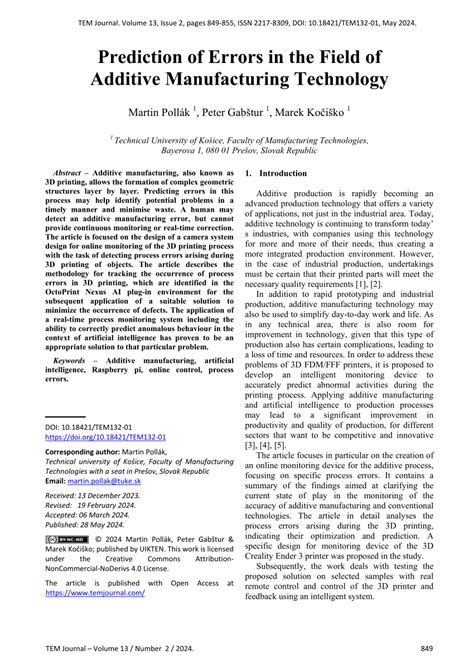 Pdf Prediction Of Errors In The Field Of Additive Manufacturing