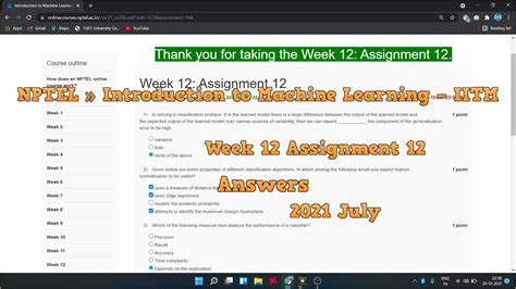 Nptel Introduction To Machine Learning Iitm Week 12 Assignment 12 Youtube