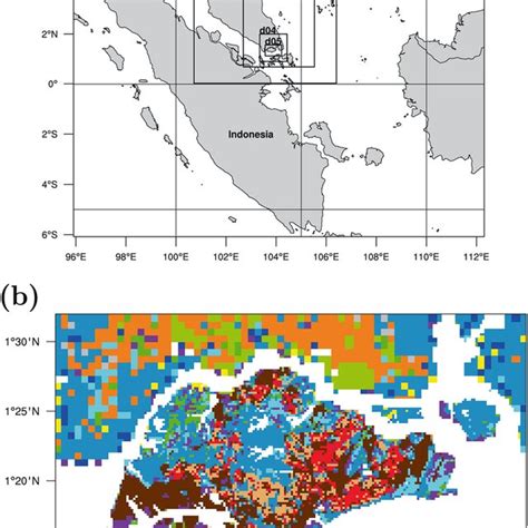 Configuration For Wrf Simulations A The Five Nested Domains And B Download Scientific
