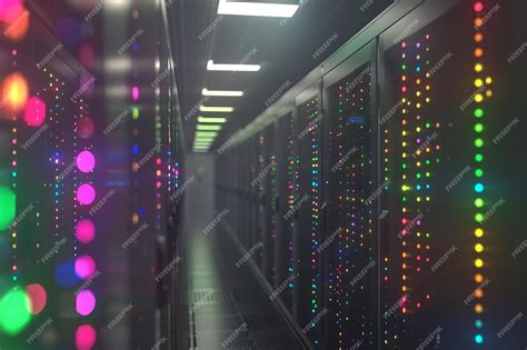 A Visual Representation Of A Modern Data Center Interior With Rows Of High Performance Servers