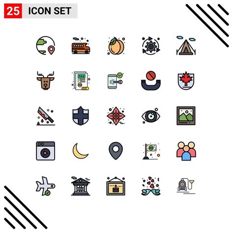 User Interface Pack Of 25 Basic Filled Line Flat Colors Of Beach Tent Gear Pack Configuration