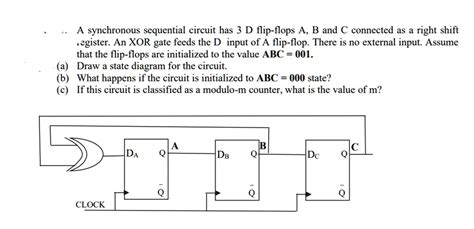 SOLVED A Synchronous Sequential Circuit Has D Flip Flops A B And C Connected As A Right Shif
