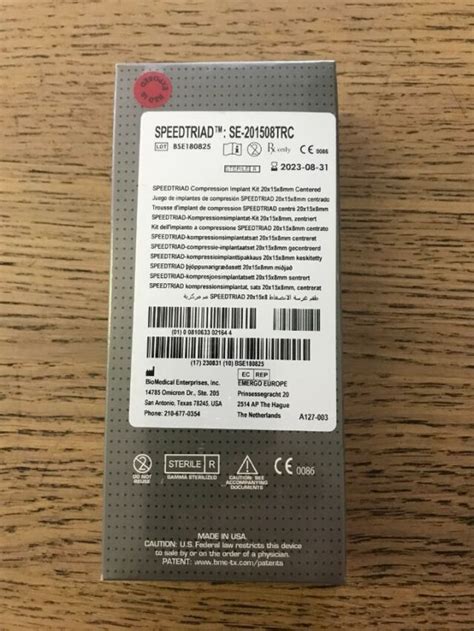 New Biomedical Se 201508trc Speed Triad Compression Implant Kit 20x15x8mmx Disposables