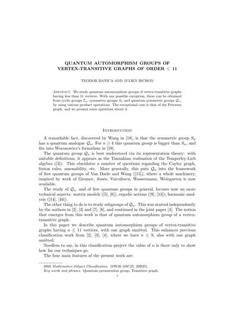 pdf quantum automorphism groups of vertex transitive graphs of order