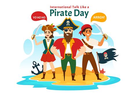 International Talk Like A Pirate Day Vector Illustration With Cute