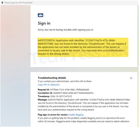 Fix Connect Pnponline Aadsts65001 Error