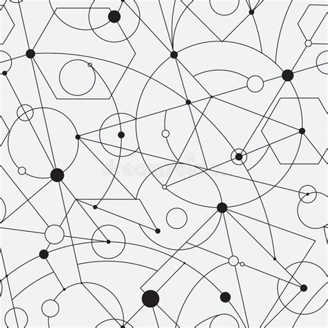 Grid Seamless Pattern With Random Geometric Shapes And Lines Stock Vector Illustration Of