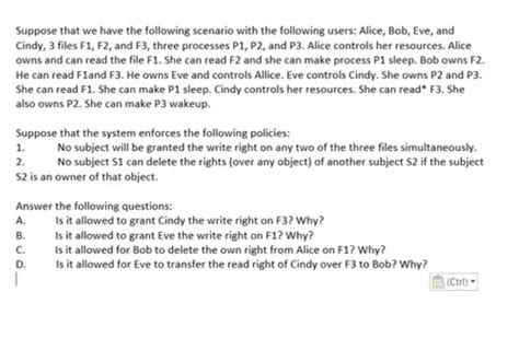 Solved Suppose That We Have The Following Scenario With The Chegg Com