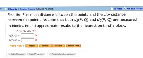Solved Find The Euclidean Distance Between The Points And Chegg