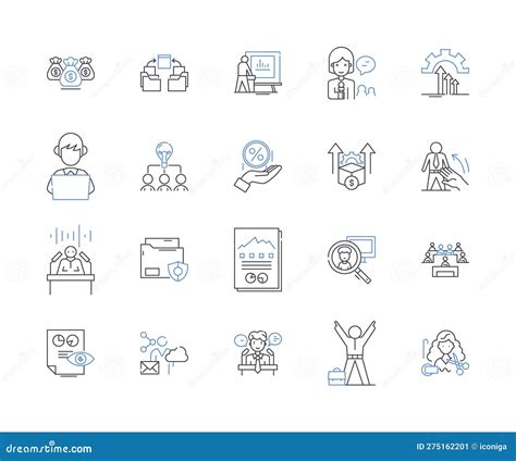 Employee Productivity Line Icons Collection Focus Efficiency