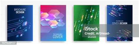 현대 과학 및 디지털 기술 개념 브로셔또는 하이테크 요소 배경으로 커버를 위한 벡터 템플릿입니다 파란색 레이아웃 미래 브로셔