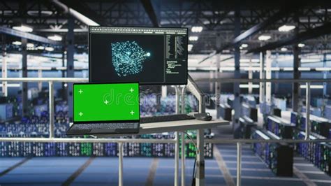 Industrial Platform Workstation Isolated Screen Laptop In Automated