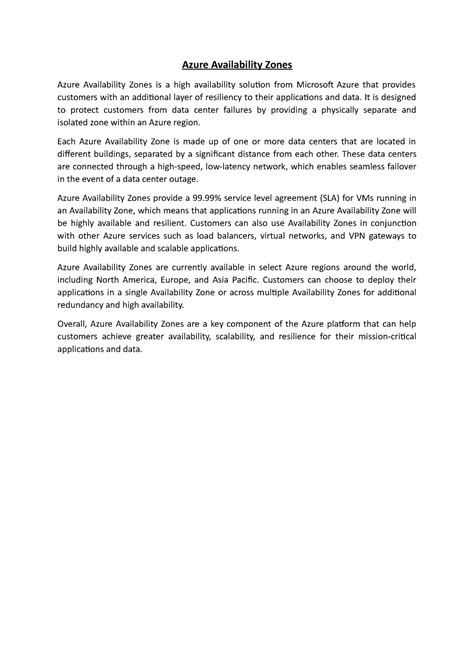 Azure Availability Zones Azure Availability Zones Azure Availability Zones Is A High