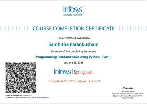 Python Infosysspringboard Learningjourney Programmingfundamentals Certificateachieved