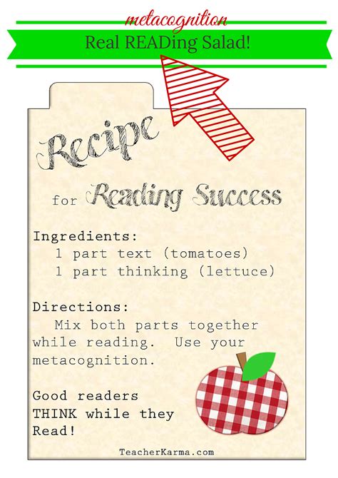 Metacognition Real Reading Salad Comprehension Strategy Activity ~ Rti
