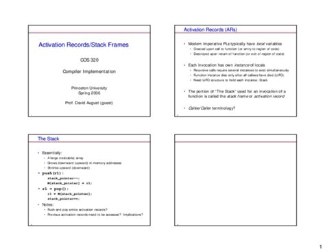 Pdf Activation Recordsstack Frames Activation Recordsstack Frames