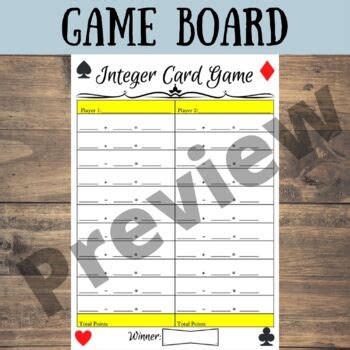 Integer Card Game By Strategic Teaching TPT