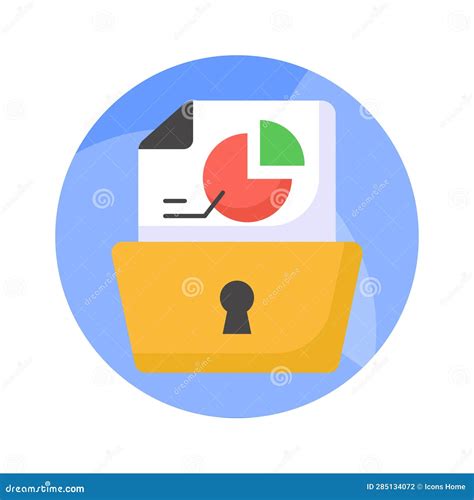 Pie Chart On Page With Keyhole Showing Concept Vector Of Secure Data
