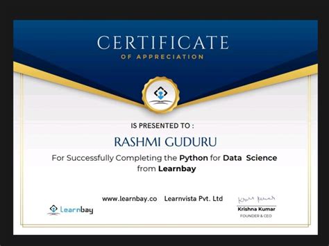 Rashmi Guduru On Linkedin I Have Successfully Finished And Passed Learnbays Python For Data