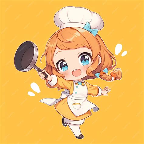 Premium Photo Cute Chibi Anime Chef Girl