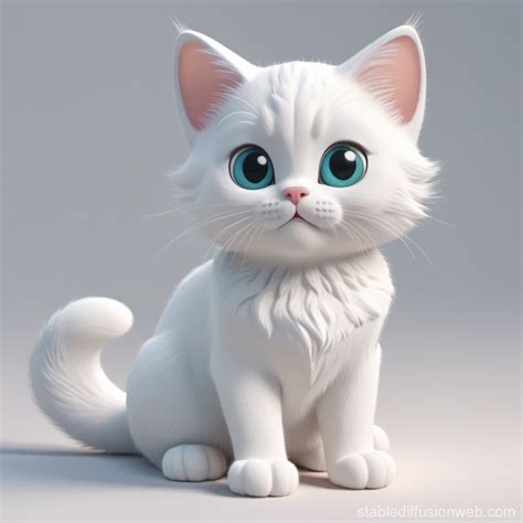 3d Animated White Disney Style Disney Cat With Bald Patches Stable