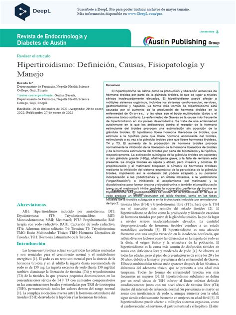 Hyperthyroidism Definition Causes Pathophysiology Es Pdf Hipertiroidismo Hormona