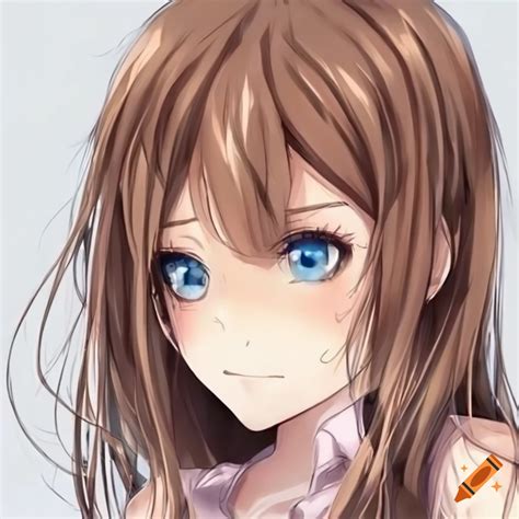 Anime Girl With Light Brown Hair And Icy Blue Eyes