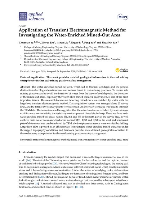 Pdf Application Of Transient Electromagnetic Method For Investigating The Water Enriched Mined