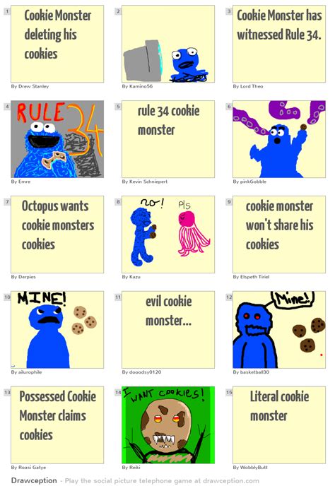 cookie monster deleting his cookies drawception