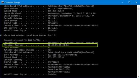 how to find the mac address of your network adapter on windows 10