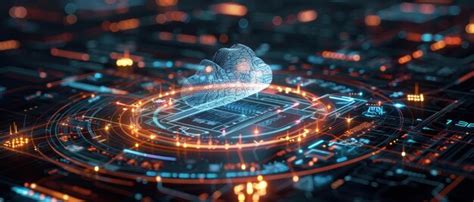 Futuristic Hologram Displaying Cloud Computing Infrastructure And Data Routes Premium Ai