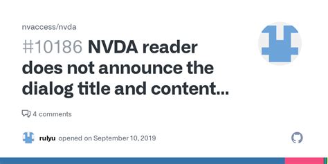 nvda reader does not announce the dialog title and content upon alert