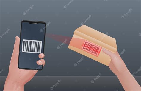 Free Vector Scan Codes Composition With Realistic Human Hands Holding Parcel Box And Scanning