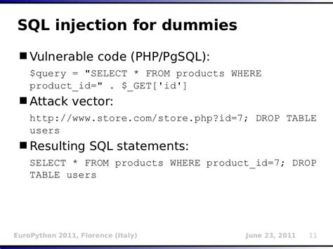 sql injection for dummies vulnerable