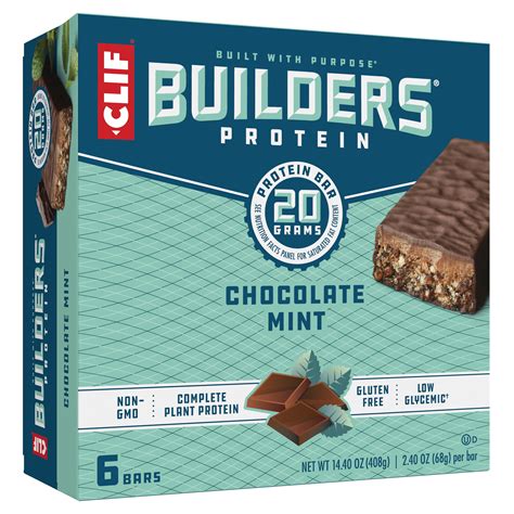 Clif Builders Chocolate Mint Protein Bars 2 4 Oz 6 Pack