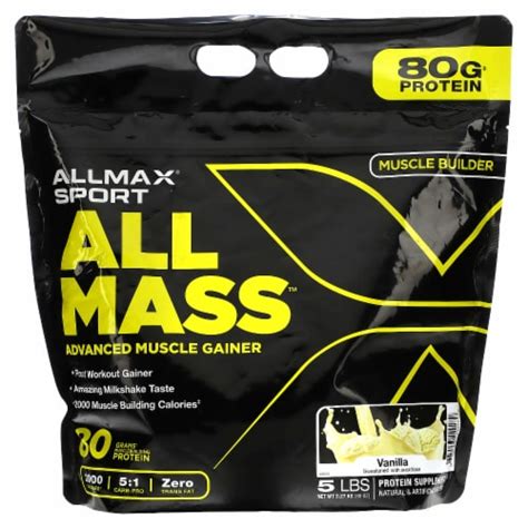 Allmax Sport Allmass™ Advanced Muscle Gainer Vanilla 5 Lbs 227 Kg