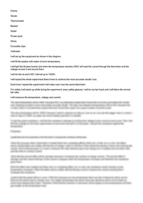 Solution Investigate The Relationship Between Temperature And Resistance In A Thermistor