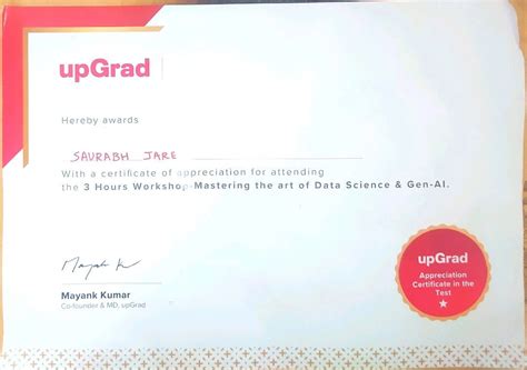 Saurabh Jare On Linkedin Datascience Professionaldevelopment Upgradlearning Machine Al