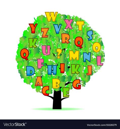 Abstract Tree With Colorful Letters Isolated On Vector Image