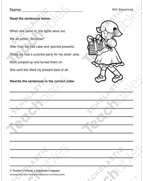 Sequencing—organizing A Paragraph Surprise Party Printable