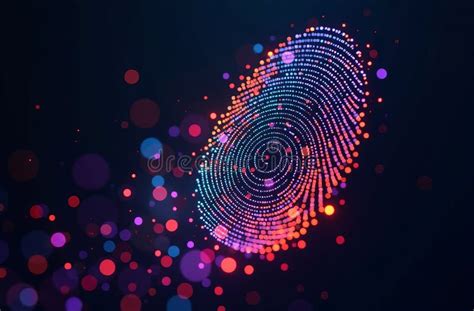 Fingerprint Scanner On Dark Blue Background With Binary Code And